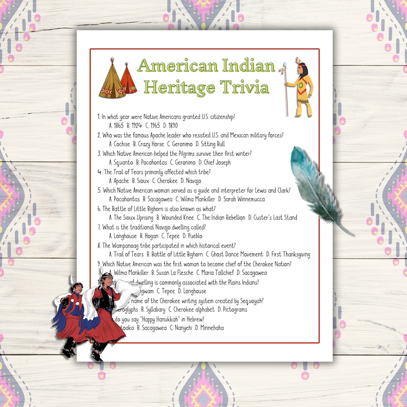 American Indian Heritage Trivia Game, Native American Indian Heritage ...