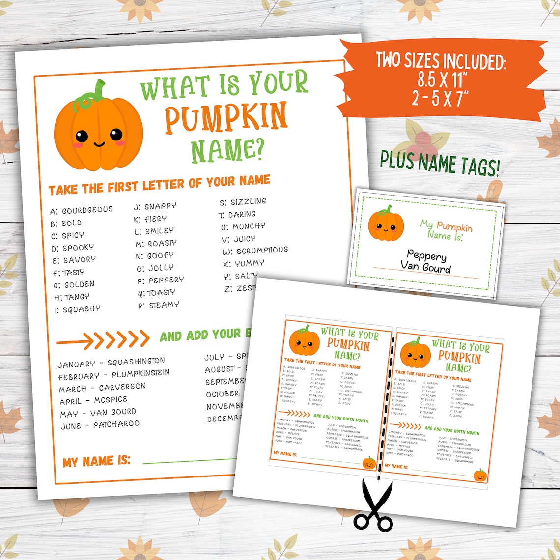 What is Your Pumpkin Name Game, Thanksgiving Fall Printable Games ...