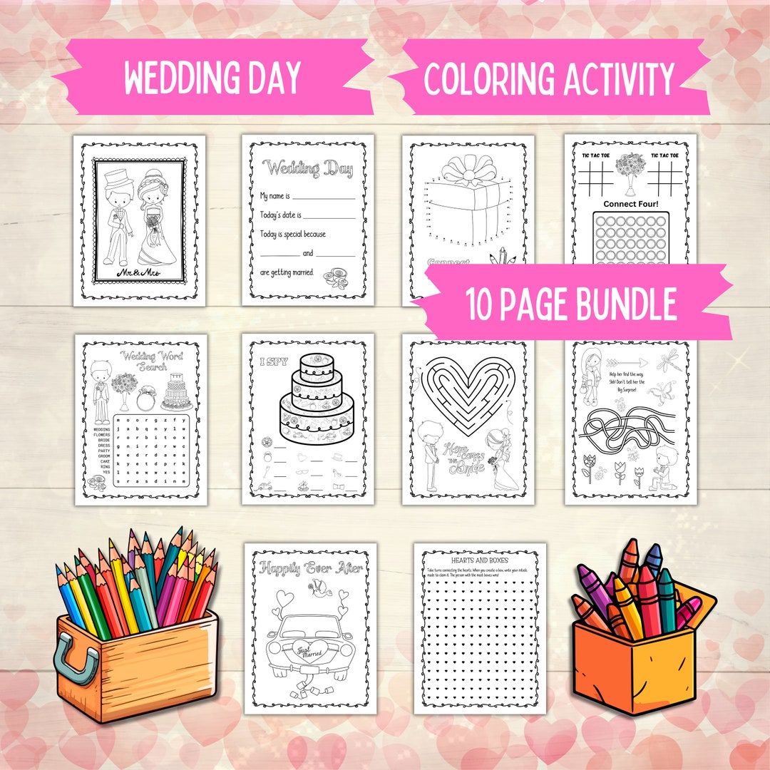 Wedding Coloring Pages and Activity Book, Kids Wedding Coloring ...