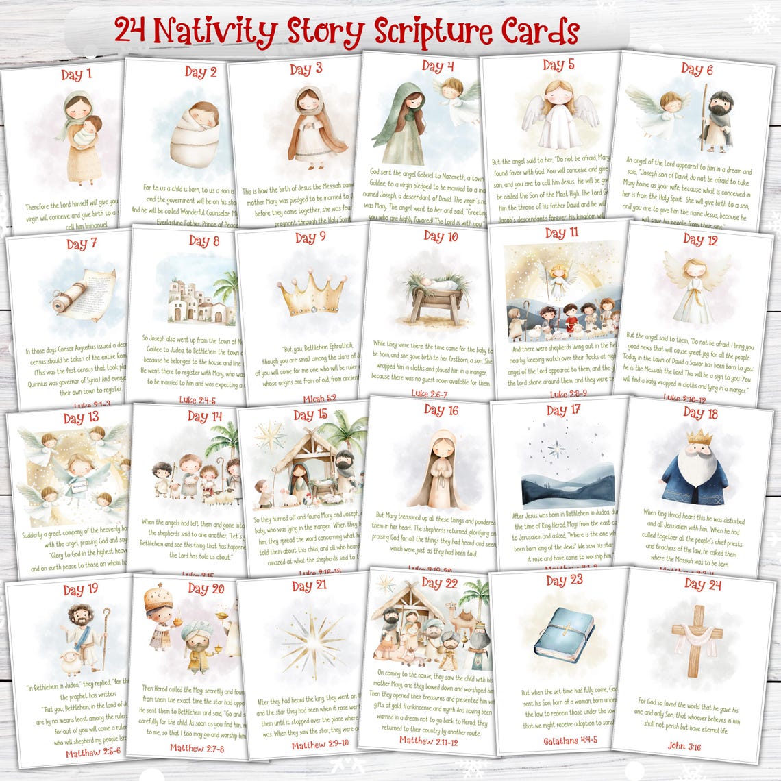 Advent Nativity Story Scripture Cards Printable, Advent Religious ...