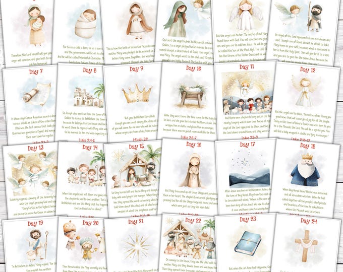 Advent Nativity Story Scripture Cards Printable, Advent Religious ...