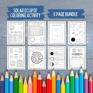 2024 Solar Eclipse Kids Coloring Activity Book Pages, April 8, 2024 ...