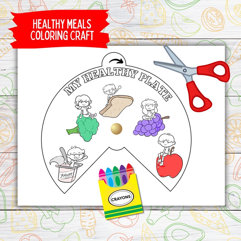 Healthy Meals Coloring Wheel, Educational Printable Activities for Kids ...