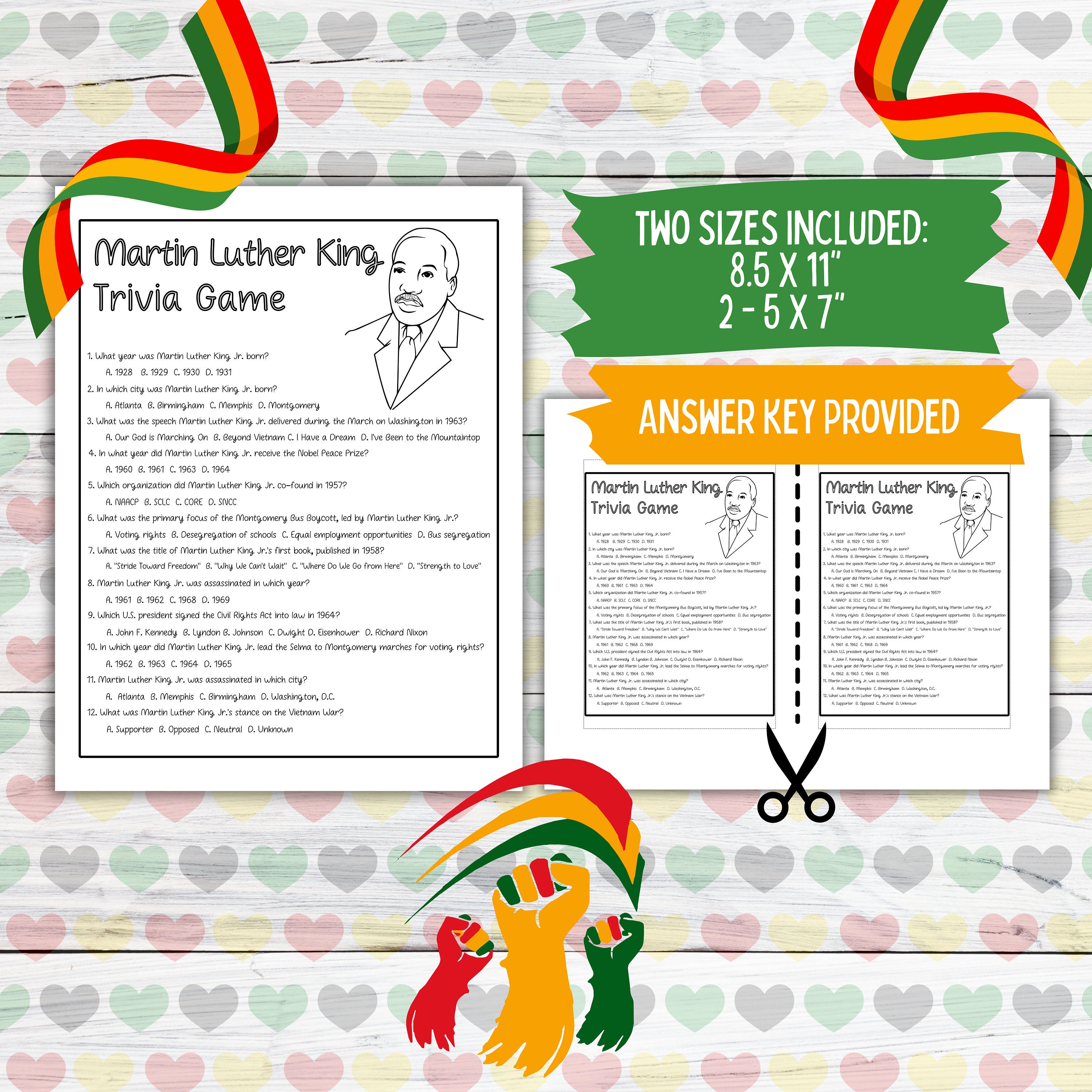 Martin Luther King Trivia Game, Black History Month Coloring Page ...