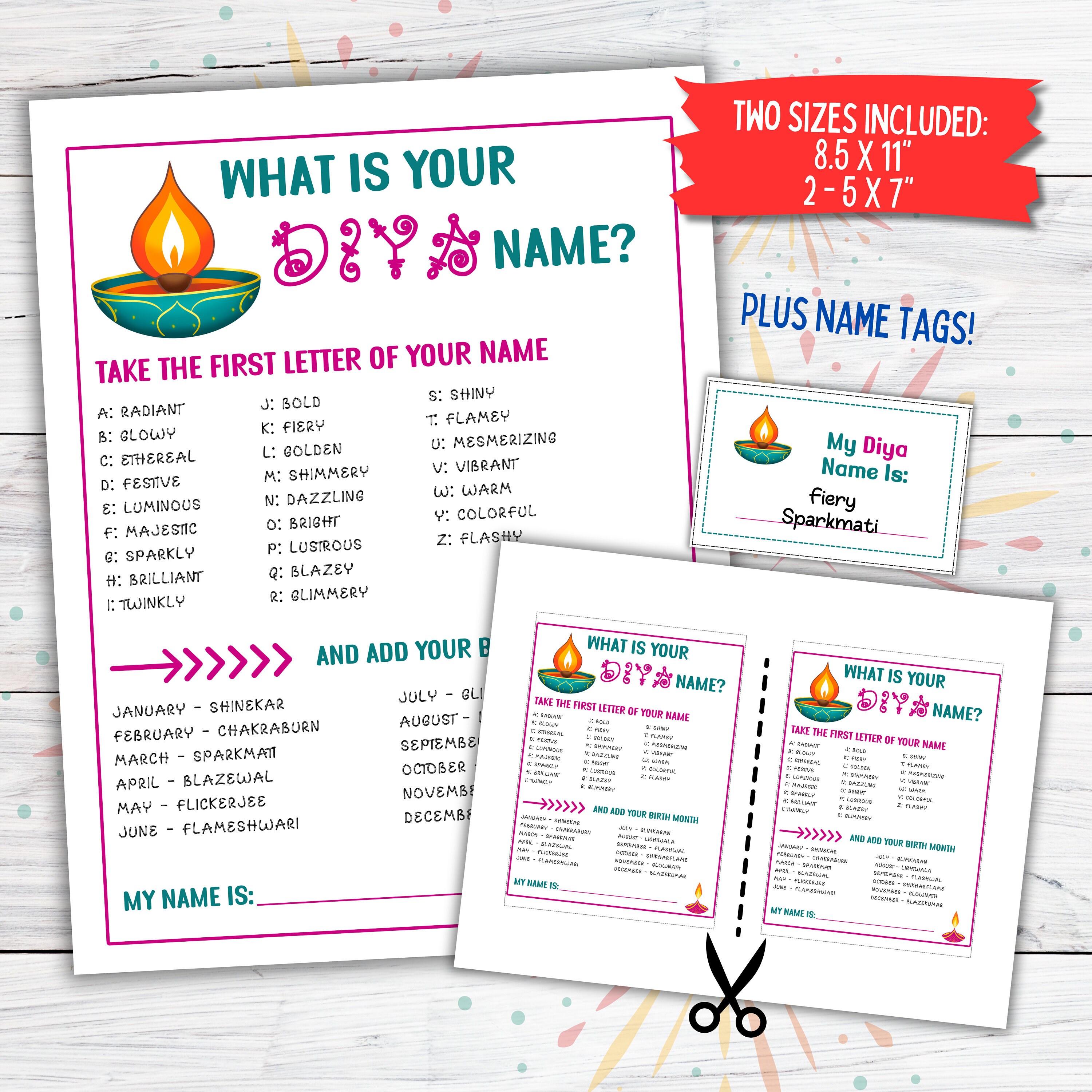 Diya Name Game, Diwali Printable Diya Name Game, Diwali Party Games ...