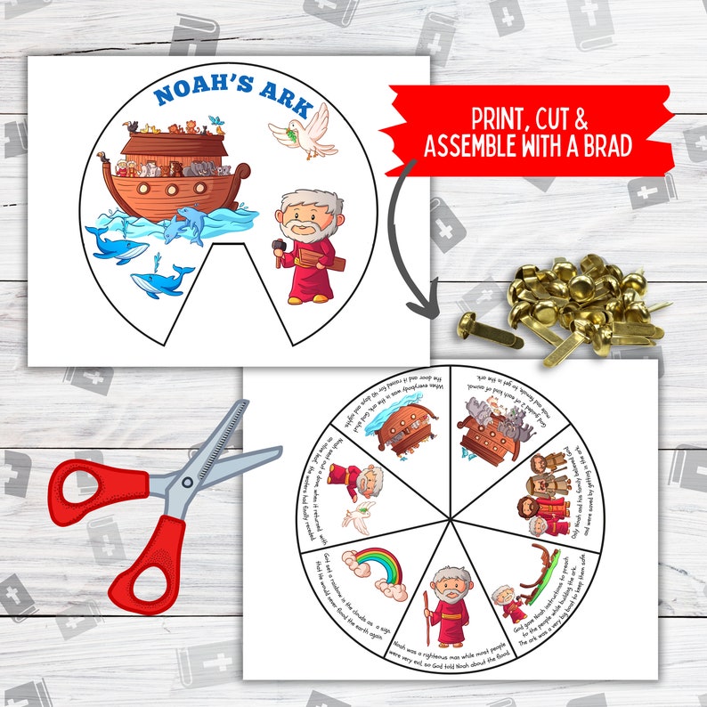 Noah's Ark Printable Wheel, Preschool Crafts, Kids Bible Toddler ...