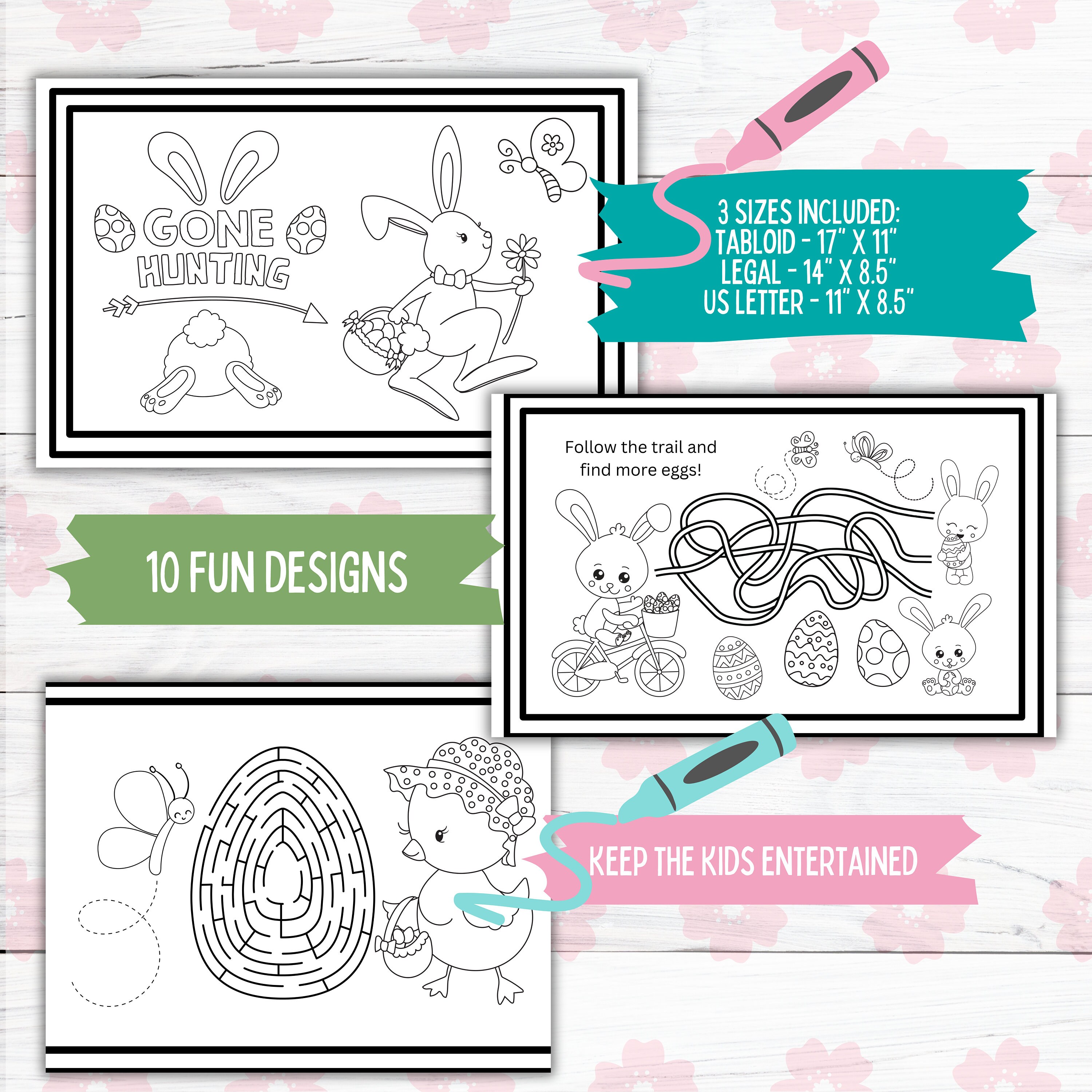 Easter Coloring Printable Placemats, Easter Activity Placemat, Easter ...