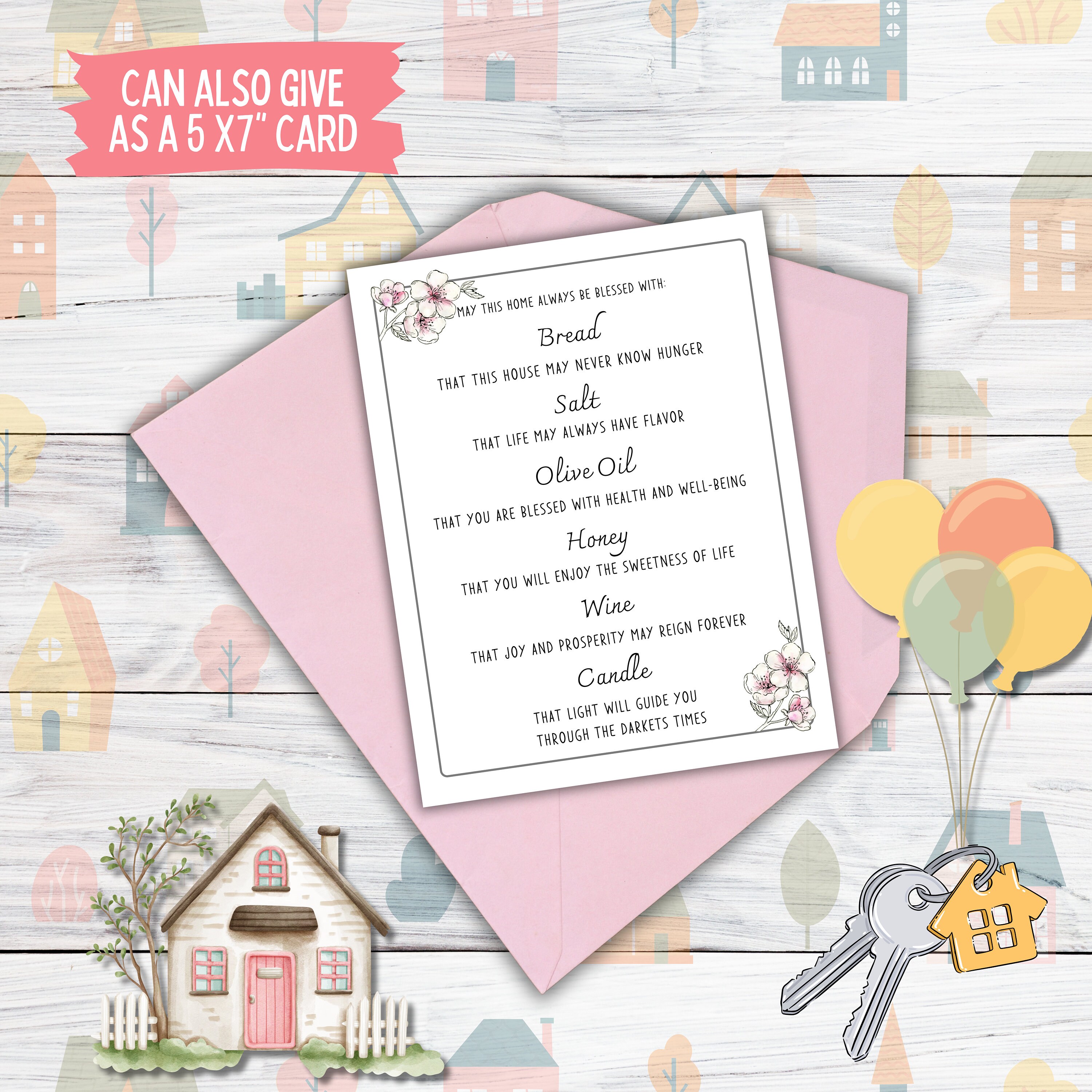 House Blessing Poem, New Homeowner Housewarming Gift Basket Card ...