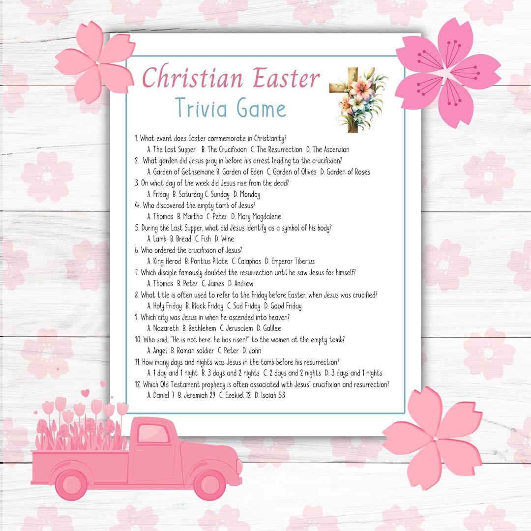 Christian Easter Trivia Game Printable, Bible Trivia Icebreaker Youth ...
