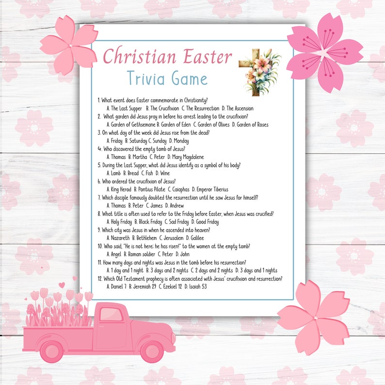 Christian Easter Trivia Game Printable, Bible Trivia Icebreaker Youth ...