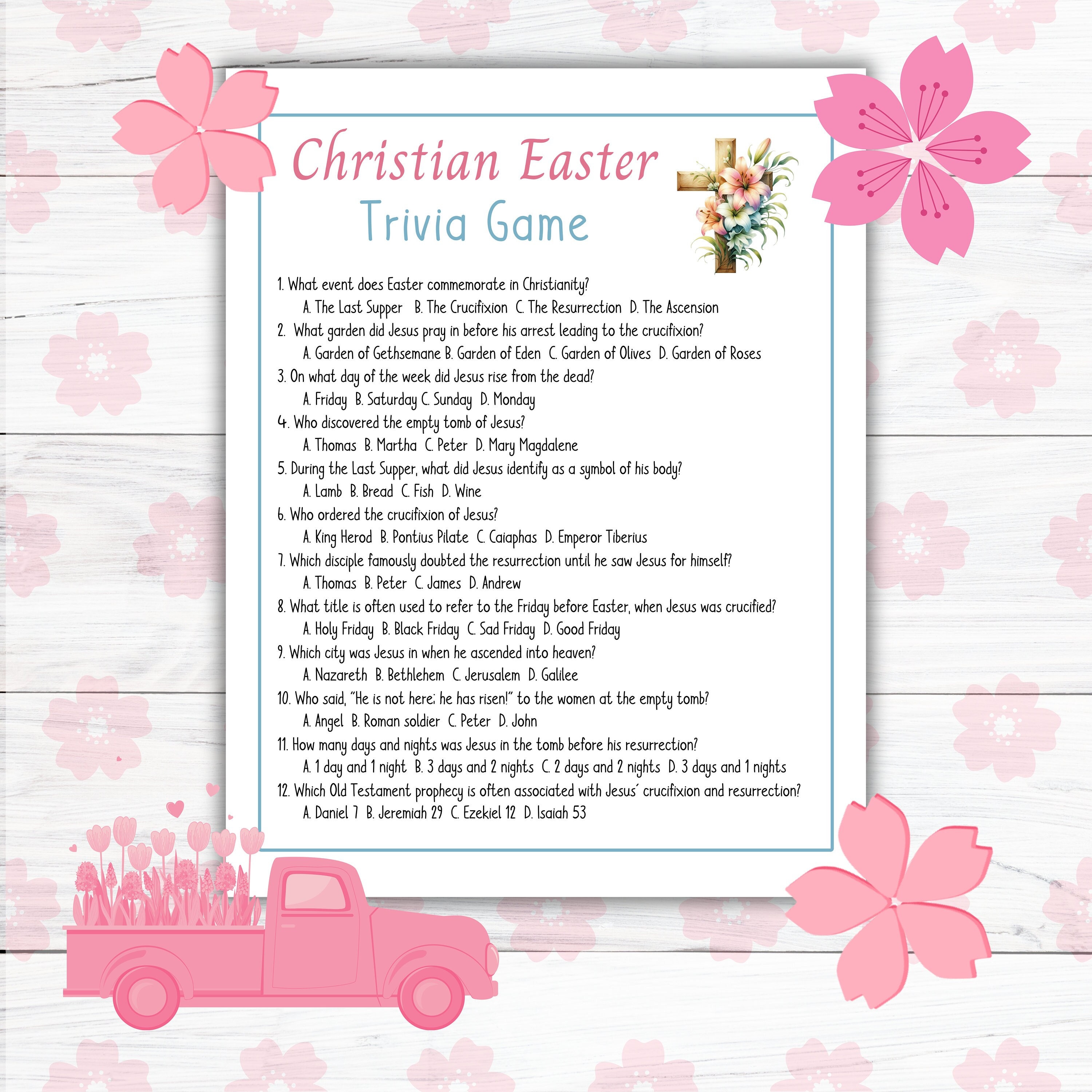 Christian Easter Trivia Game Printable, Bible Trivia Icebreaker Youth ...