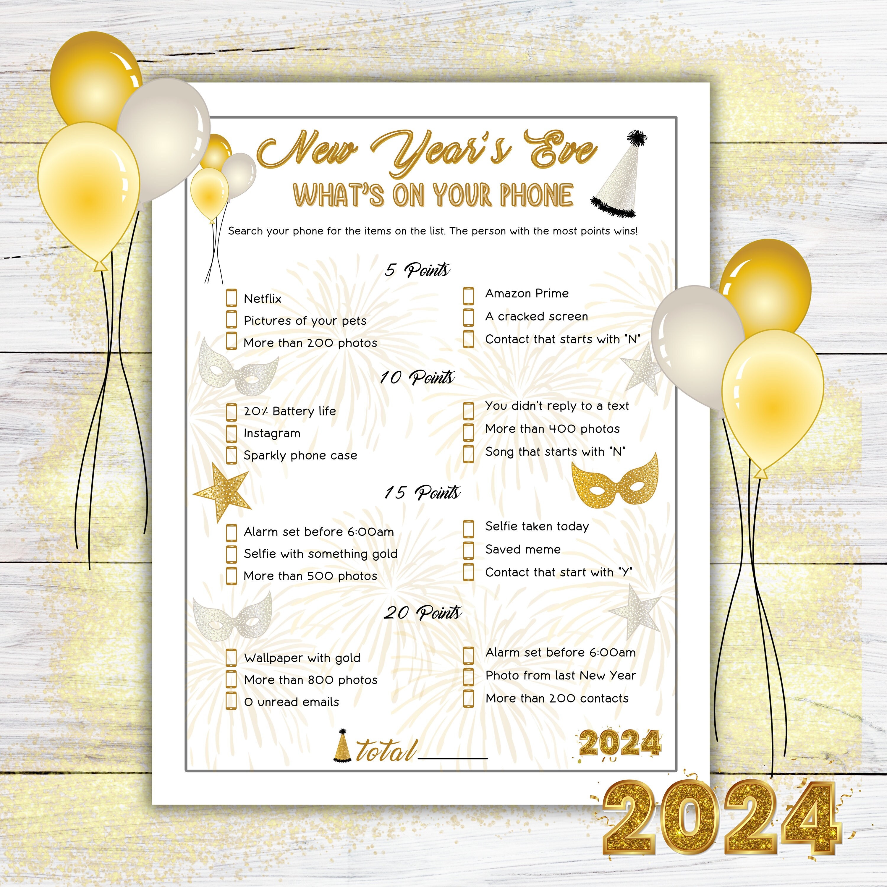 What's on Your Phone New Years Eve Game Printable, New Years Icebreaker ...