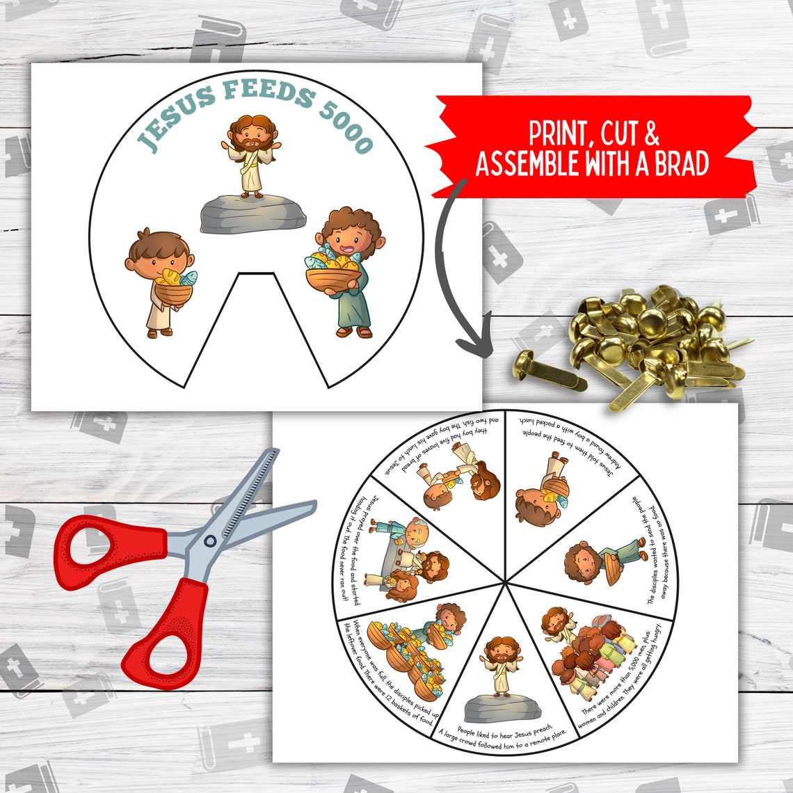 Jesus Feeds 5000 Printable Wheel, Christian Preschool Craft, Kids Bible ...