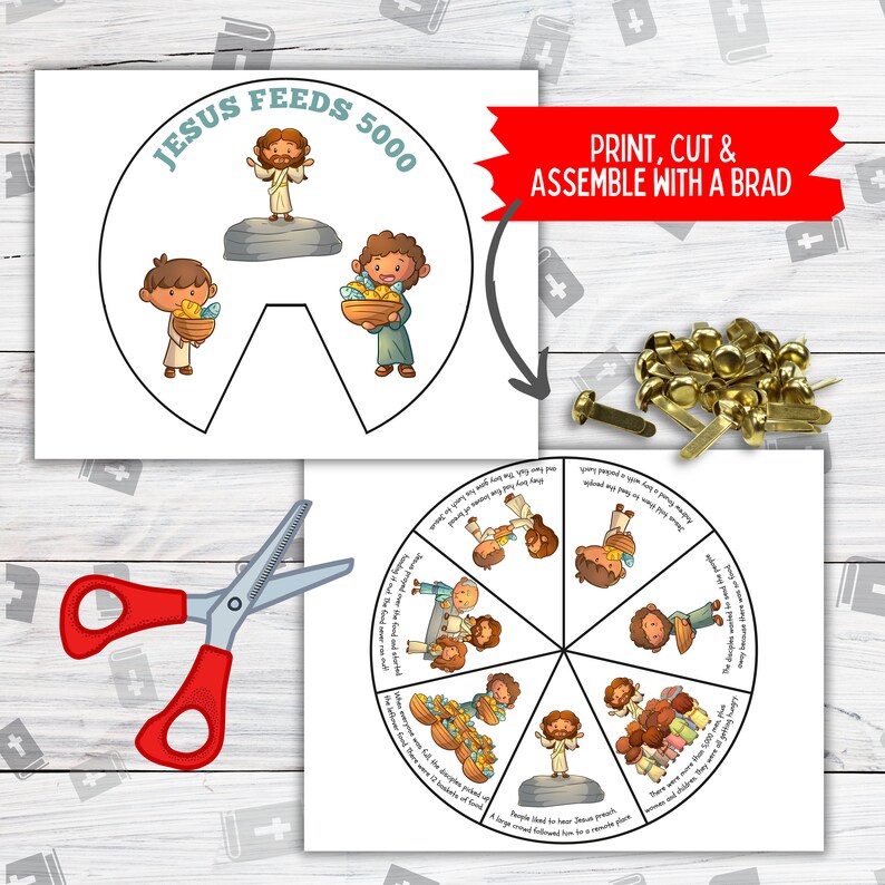 Jesus Feeds 5000 Printable Wheel, Christian Preschool Craft, Kids Bible ...