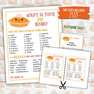 Pie Name Game, Thanksgiving Fall Printable Games, Pie Theme Party ...