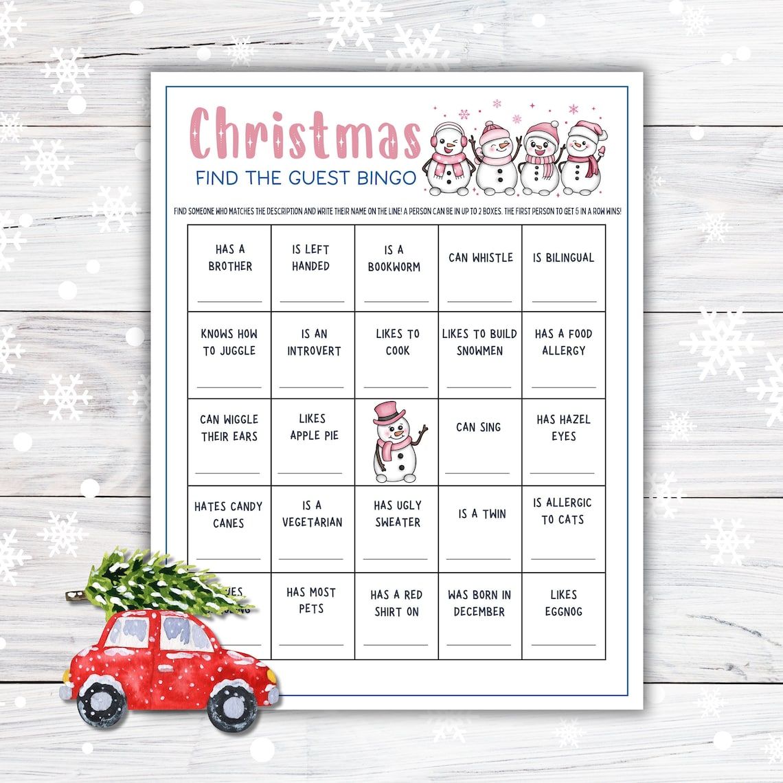 Find the Guest Christmas Bingo, Christmas Party Games for Family and ...