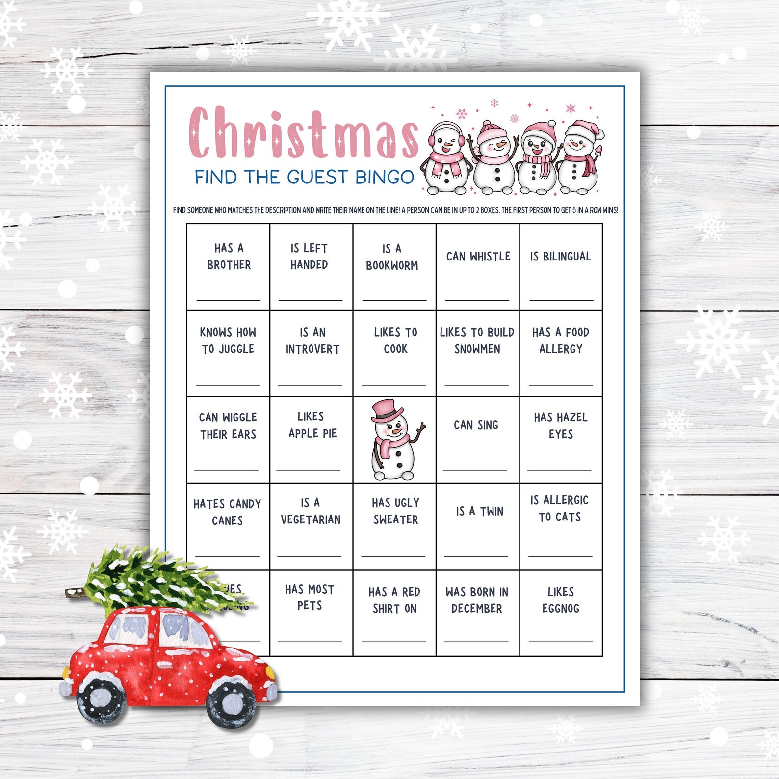 Find the Guest Christmas Bingo, Christmas Party Games for Family and ...