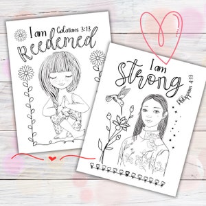 I Am Bible Affirmations Coloring Pages, I Am Loved, I Am Enough ...