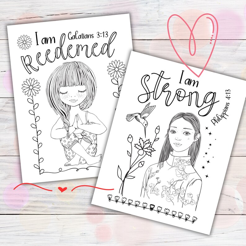 I Am Bible Affirmations Coloring Pages, I Am Loved, I Am Enough ...