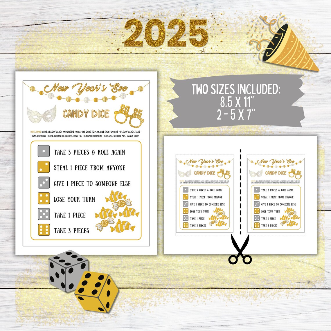 New Years Eve Candy Dice Game Printable, New Year Icebreaker Group Game ...