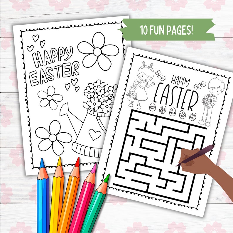 Easter Coloring Pages for Kids Activity Book, Easter Kawaii Coloring ...