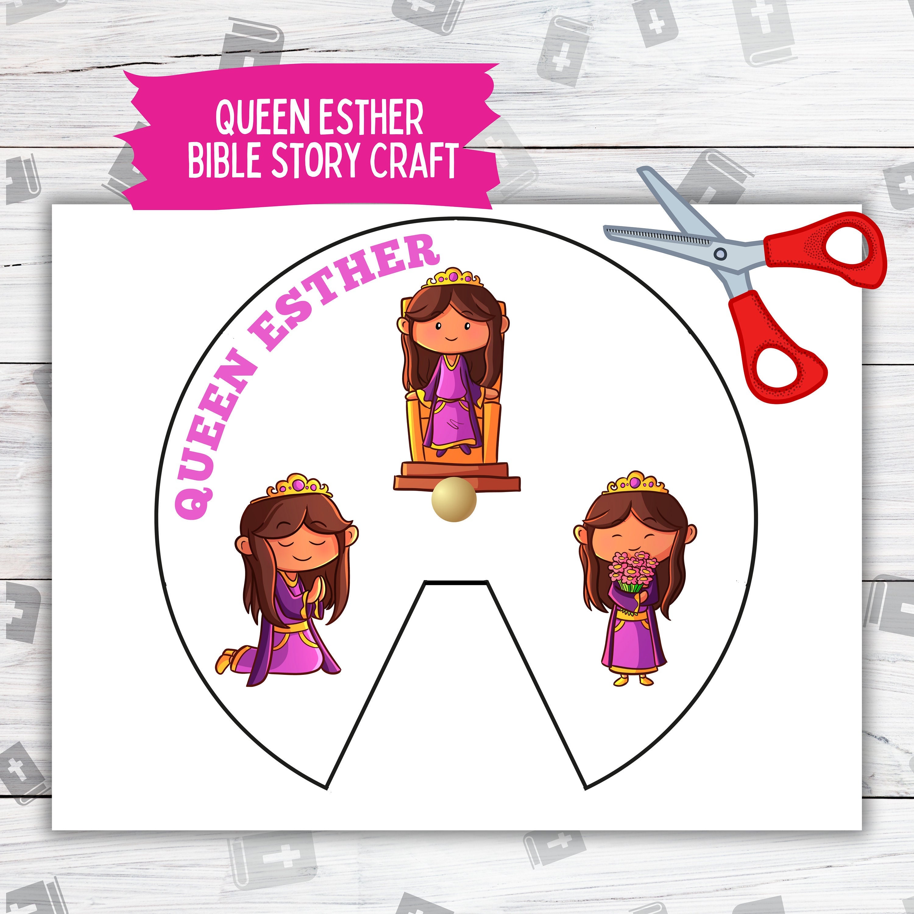 Queen Esther Printable Wheel, Preschool Crafts, Kids Bible Toddler ...