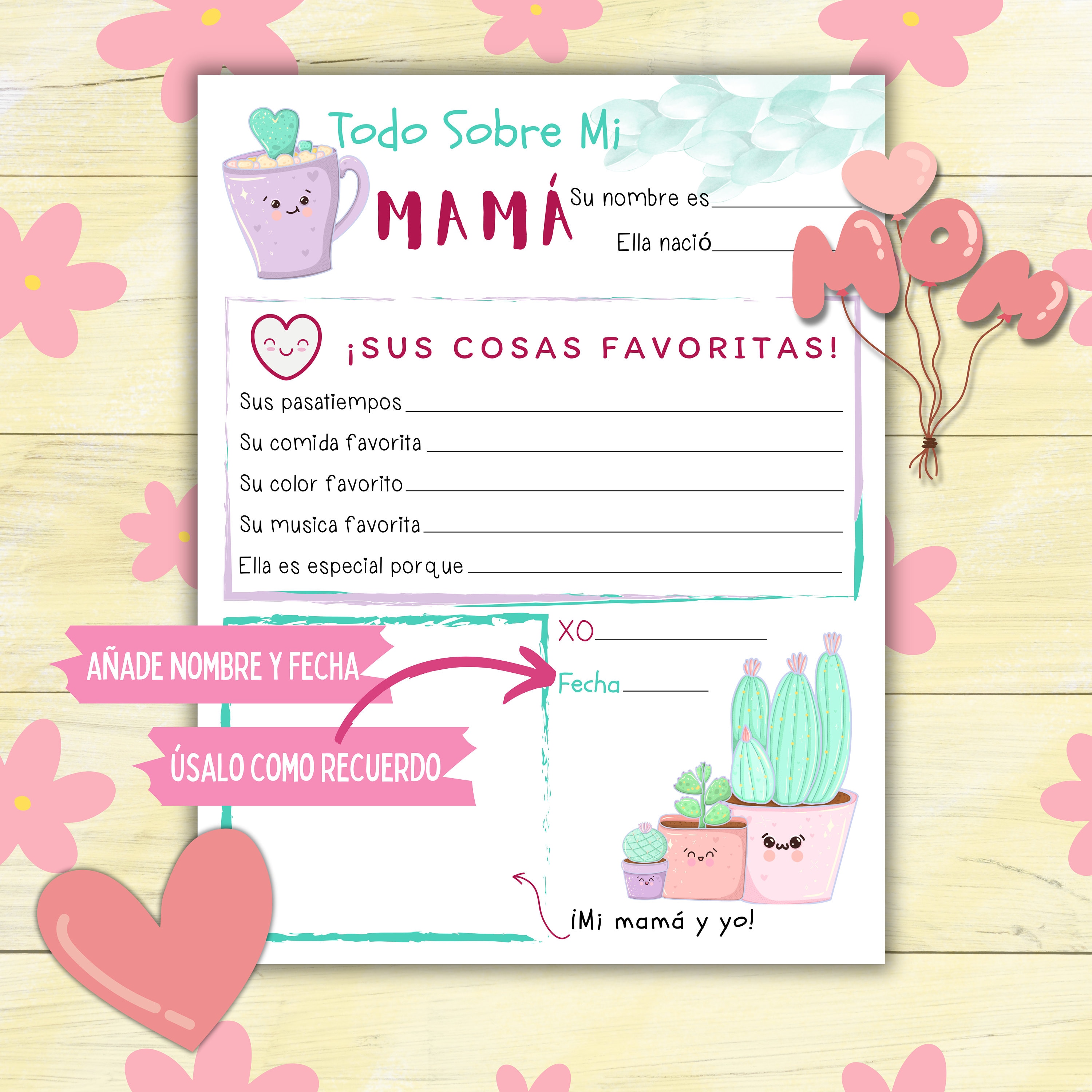 Todo Sobre Mi Mamá, Día De Las Madres Manualidades De Los Niños, Regalo ...