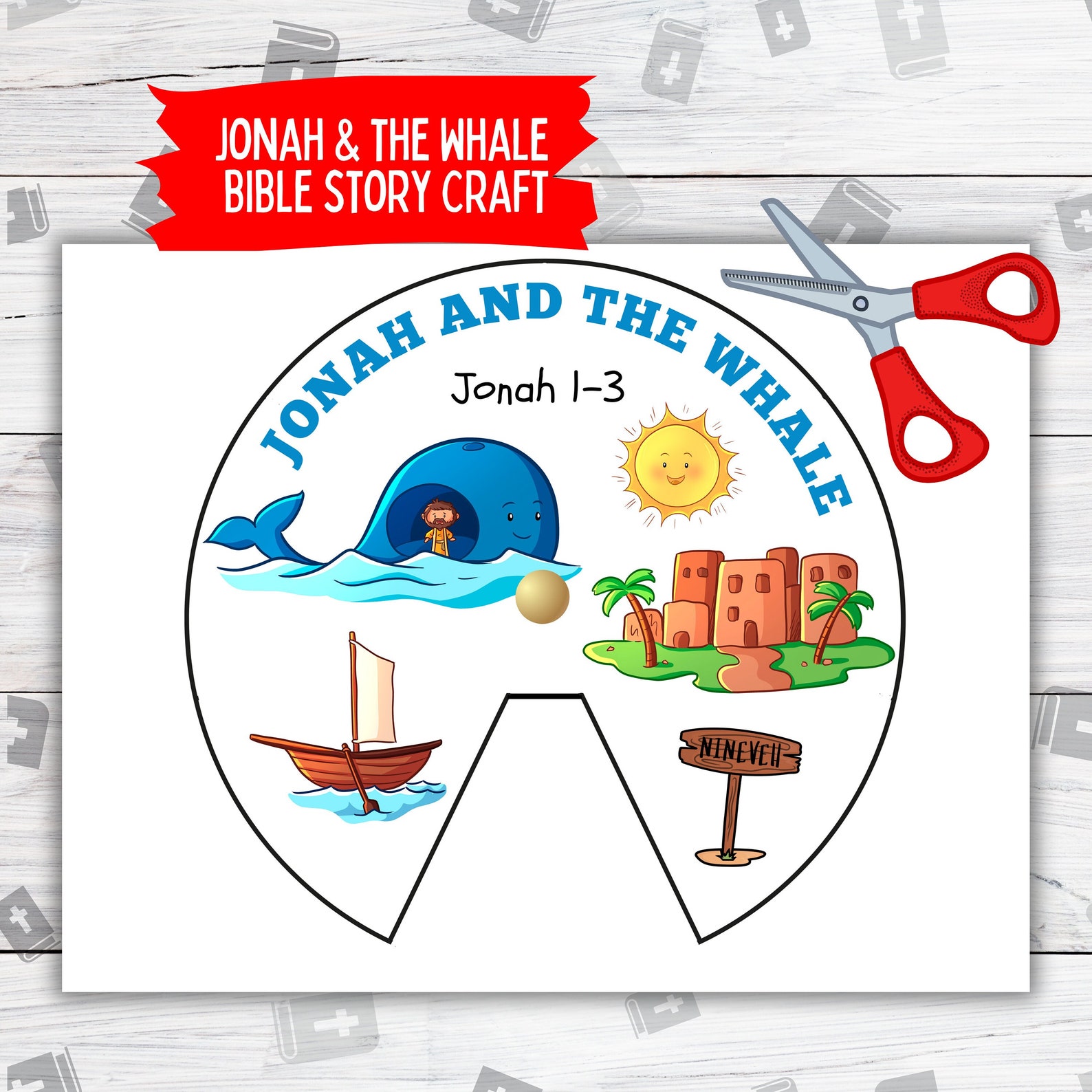 Jonah and the Whale Printable Wheel, Christian Homeschool Preschool ...