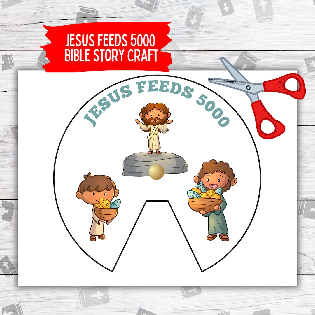 Jesus Feeds 5000 Printable Wheel, Christian Preschool Craft, Kids Bible ...