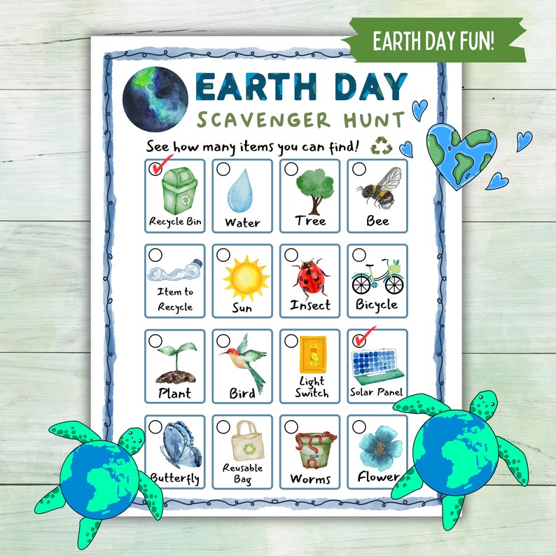 Earth Day Printable Scavenger Hunt, Earth Day Indoor Outdoor Scavenger ...