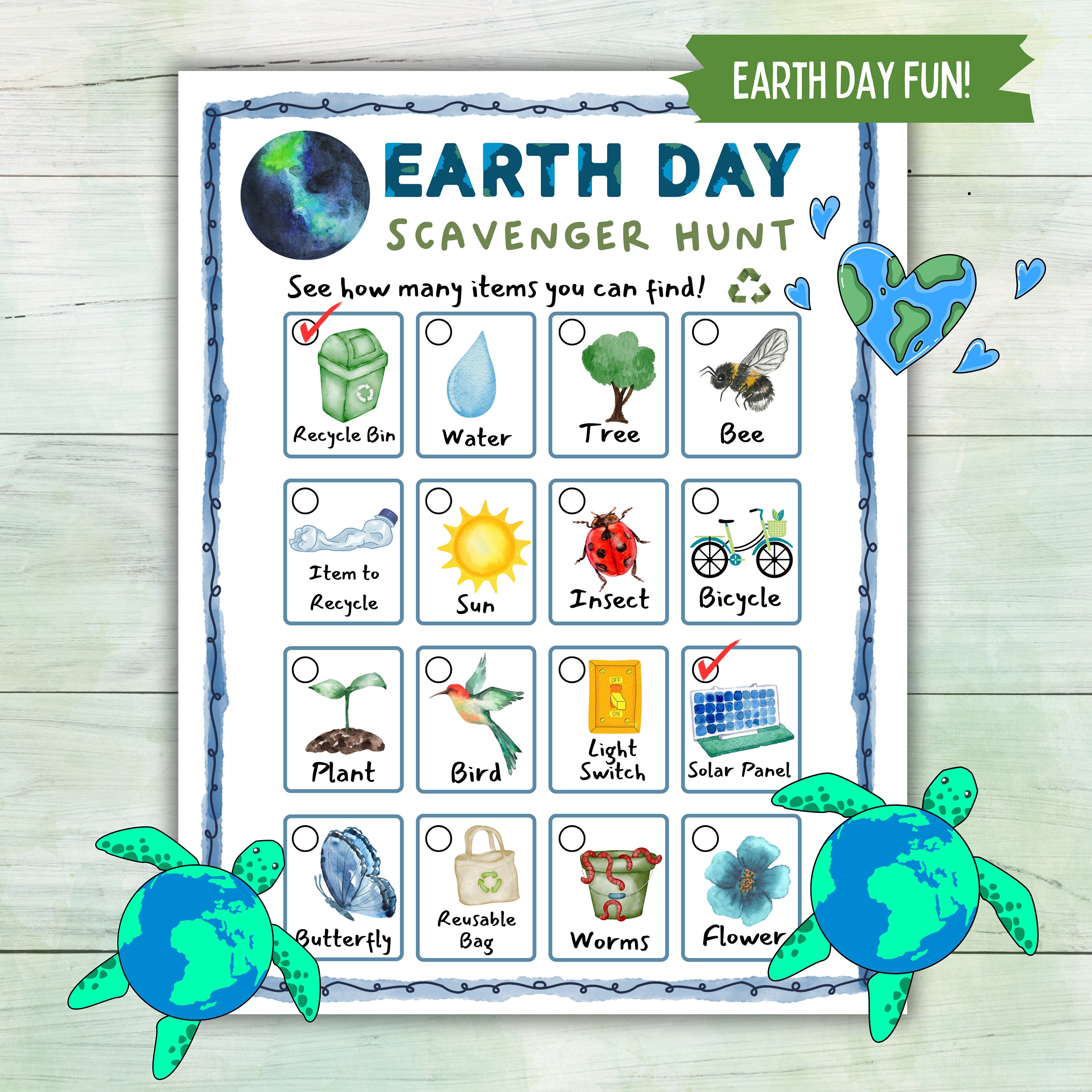Earth Day Indoor Outdoor Scavenger Hunt for Kids, Environmental ...