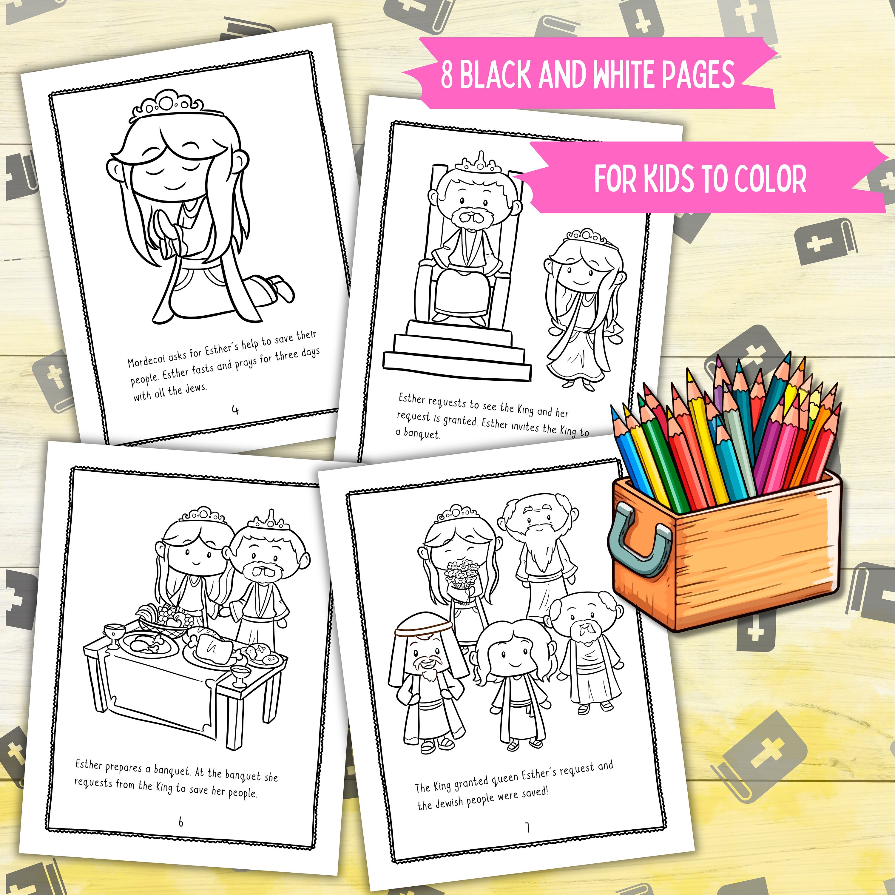 Queen Esther Kids Bible Story Lesson, Kids Esther Activity Coloring ...