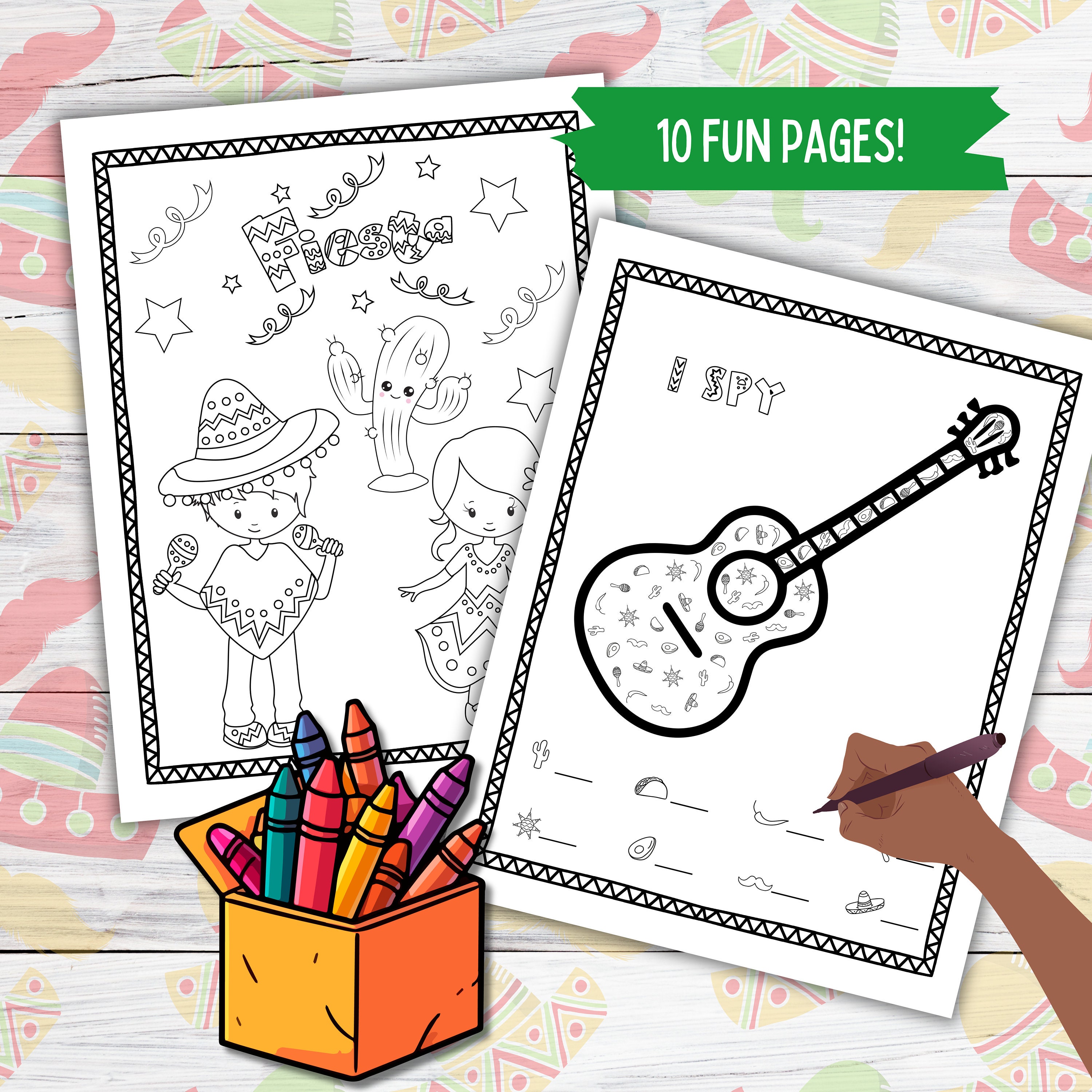 Cinco De Mayo Coloring Pages and Activity Book, Mexican Fiesta Party ...