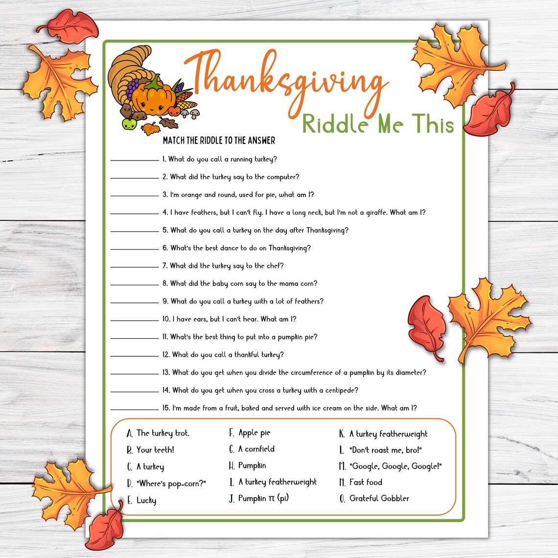 Thanksgiving Riddle Me This Trivia Game, Thanksgiving Printable Games ...