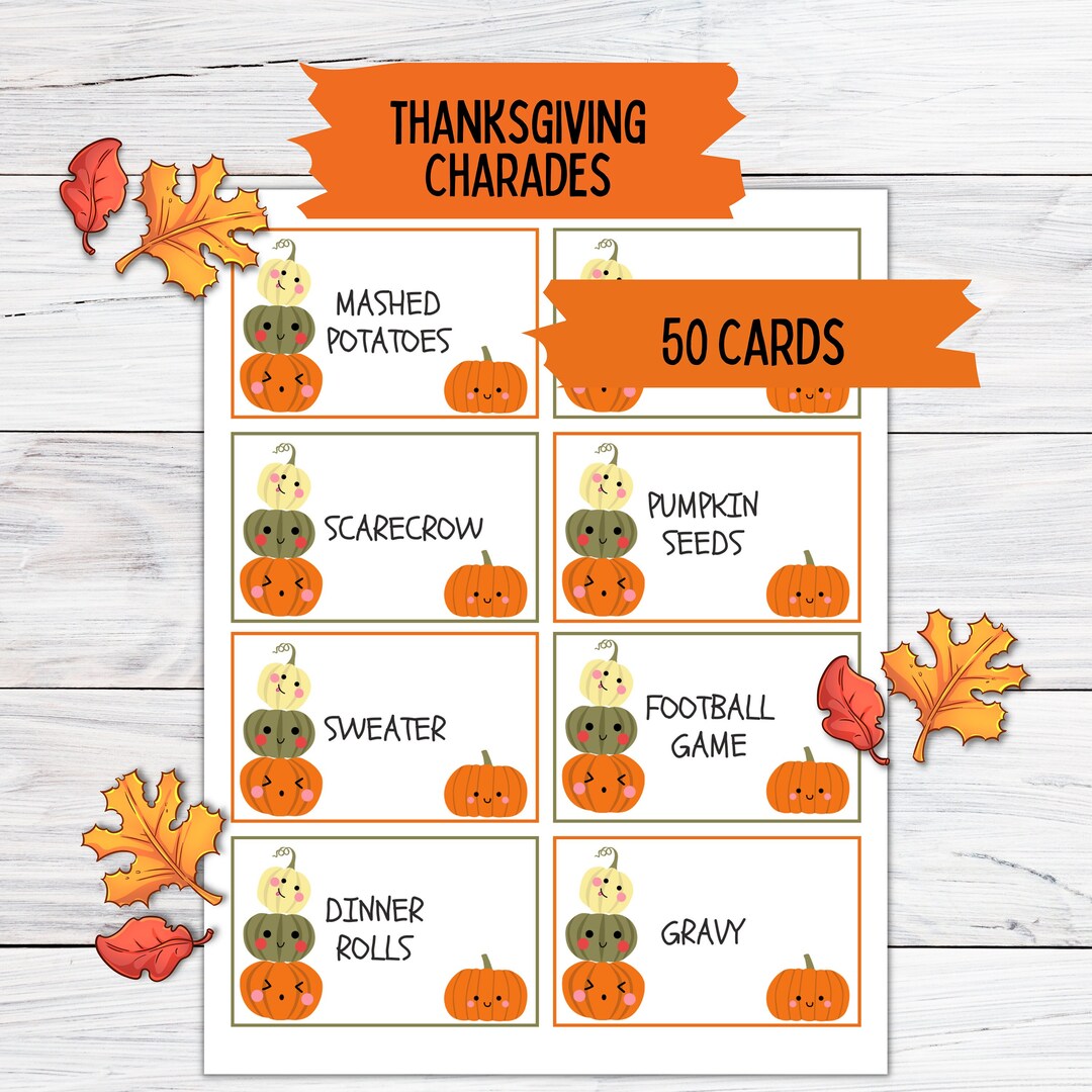 Thanksgiving Charades, Thanksgiving Games Printable, Friendsgiving ...