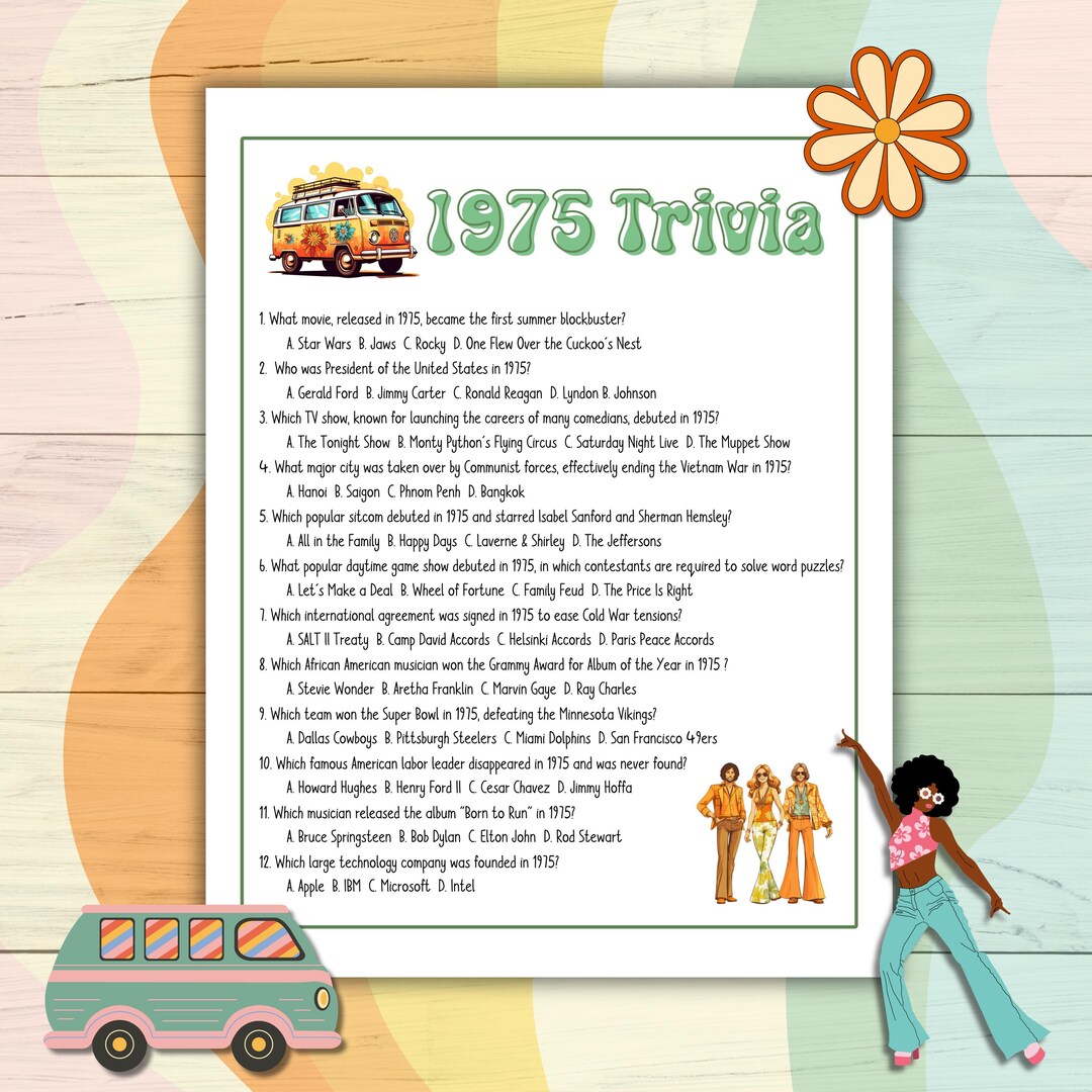 1975 Trivia Game, 50th Birthday Party, 50th Golden Anniversary, 50th ...