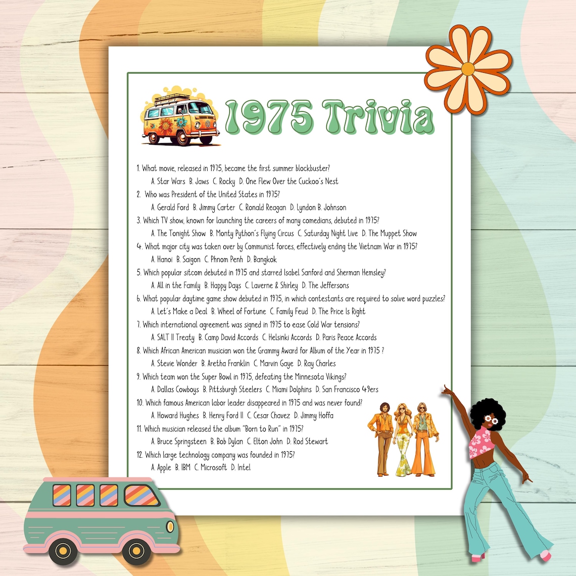 1975 Trivia Game, 50th Birthday Party, 50th Golden Anniversary, 50th ...