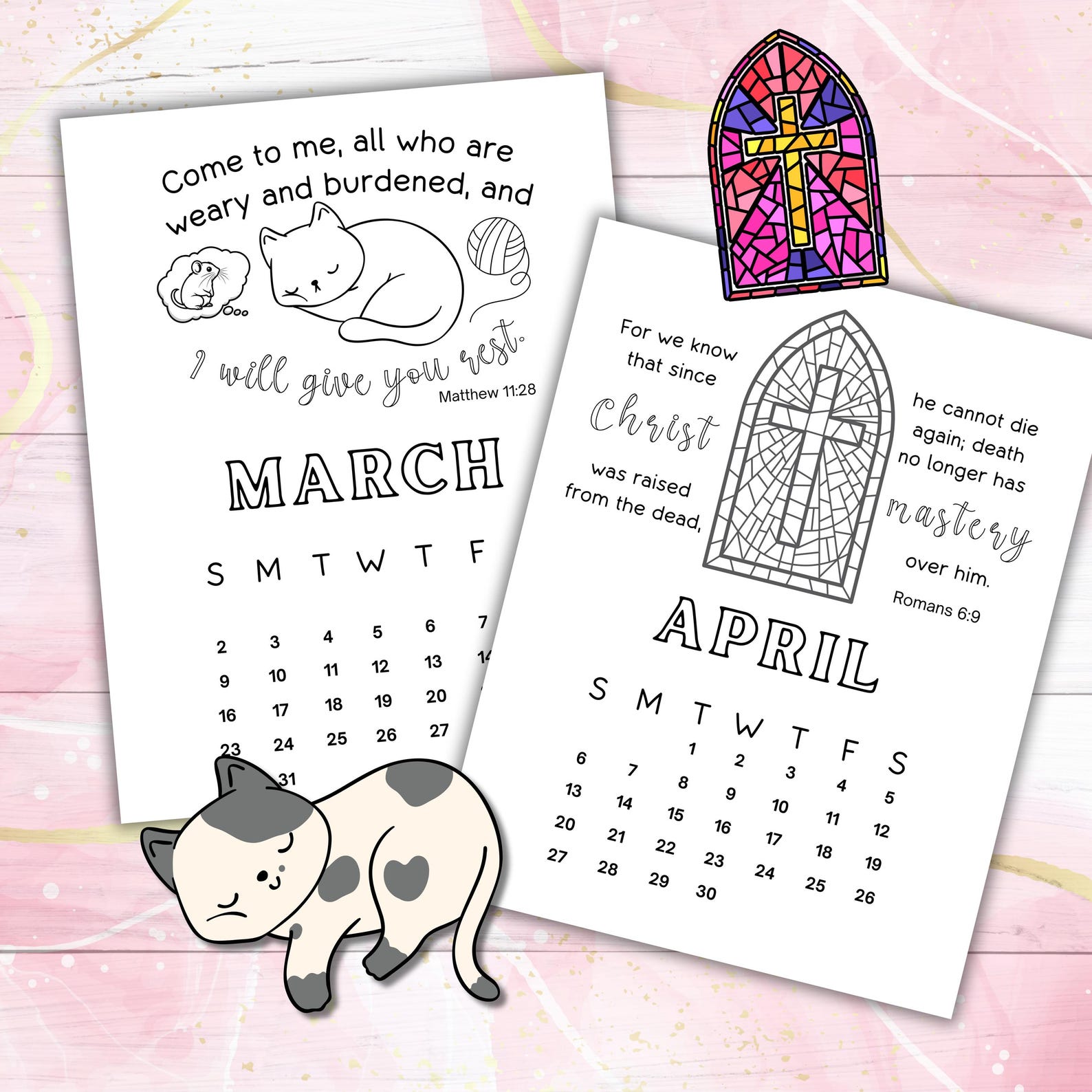 2025 Scripture Coloring Calendar, Bible Verse Calendar, 2025 Desk ...