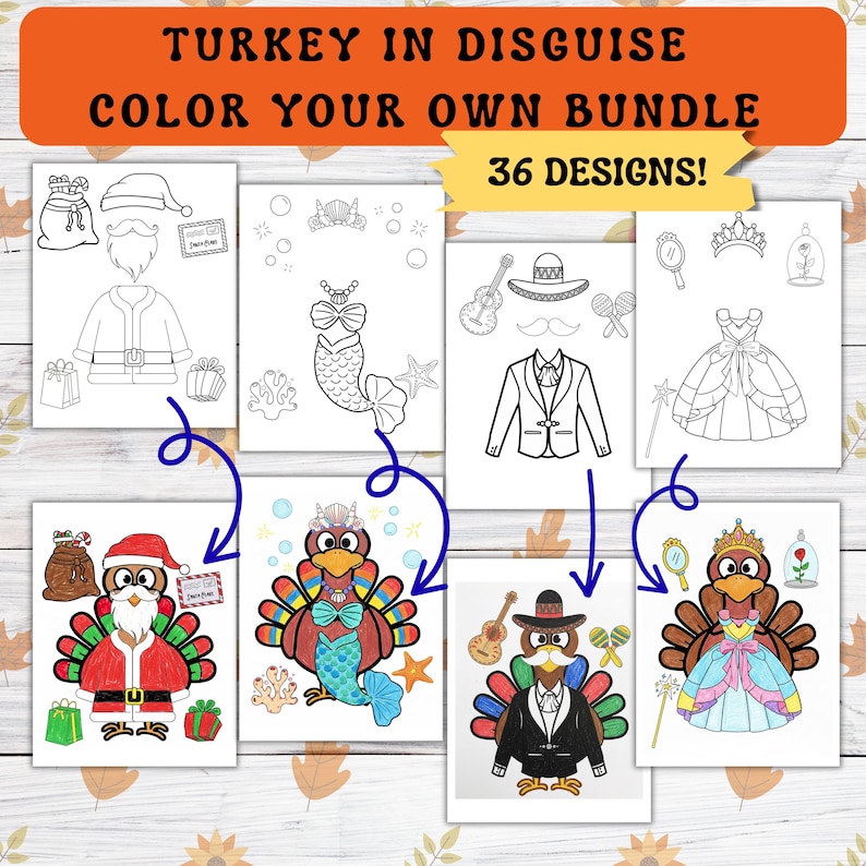 Disguise a Turkey Color Your Own Printable Craft for Boys and Girls ...