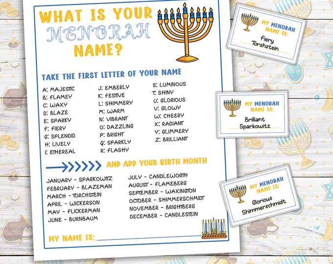 Hanukkah Menorah Name Game, Hanukkah Printable Menorah Name Game ...