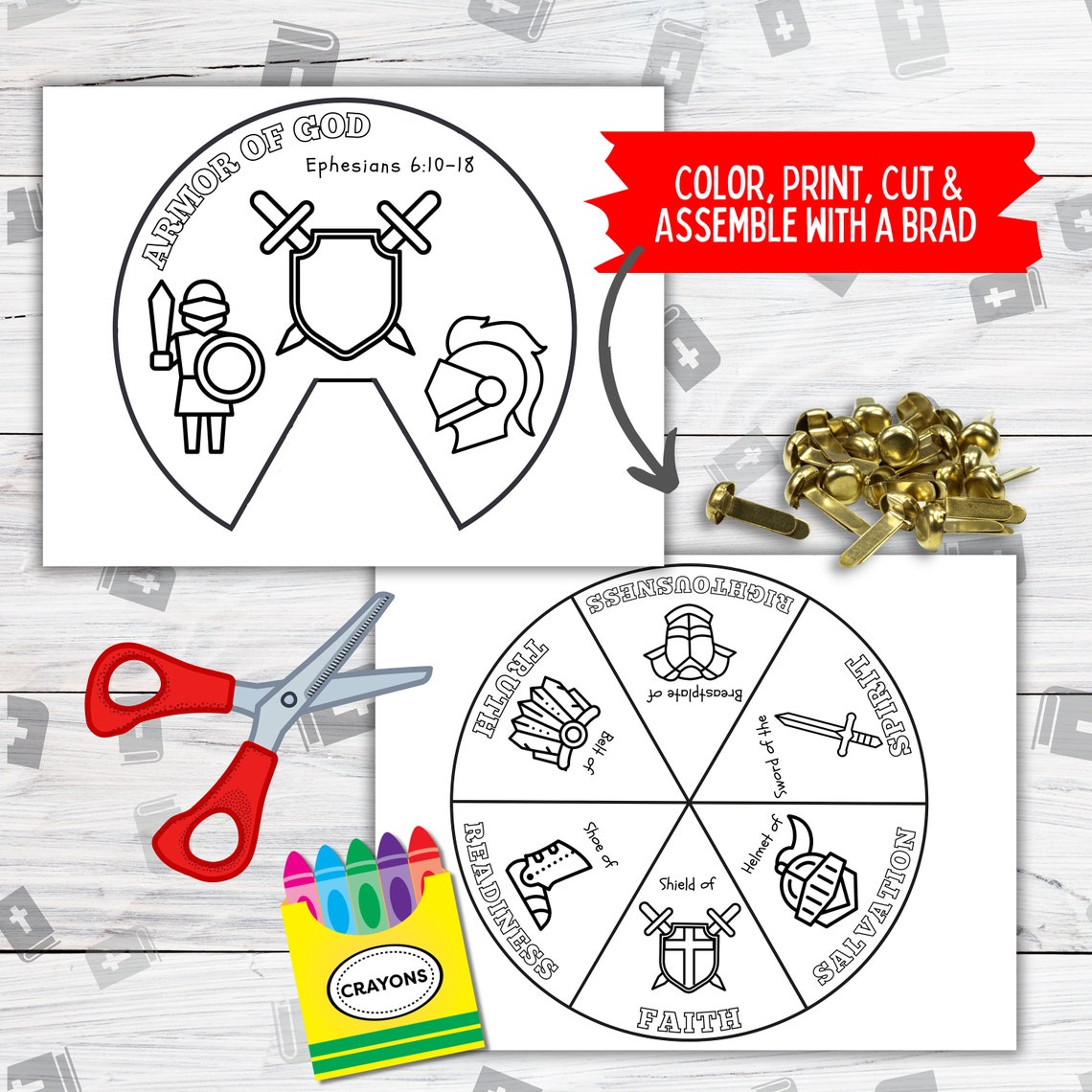 Armor of God Coloring Wheel, Armor of God Printable Coloring Page for ...