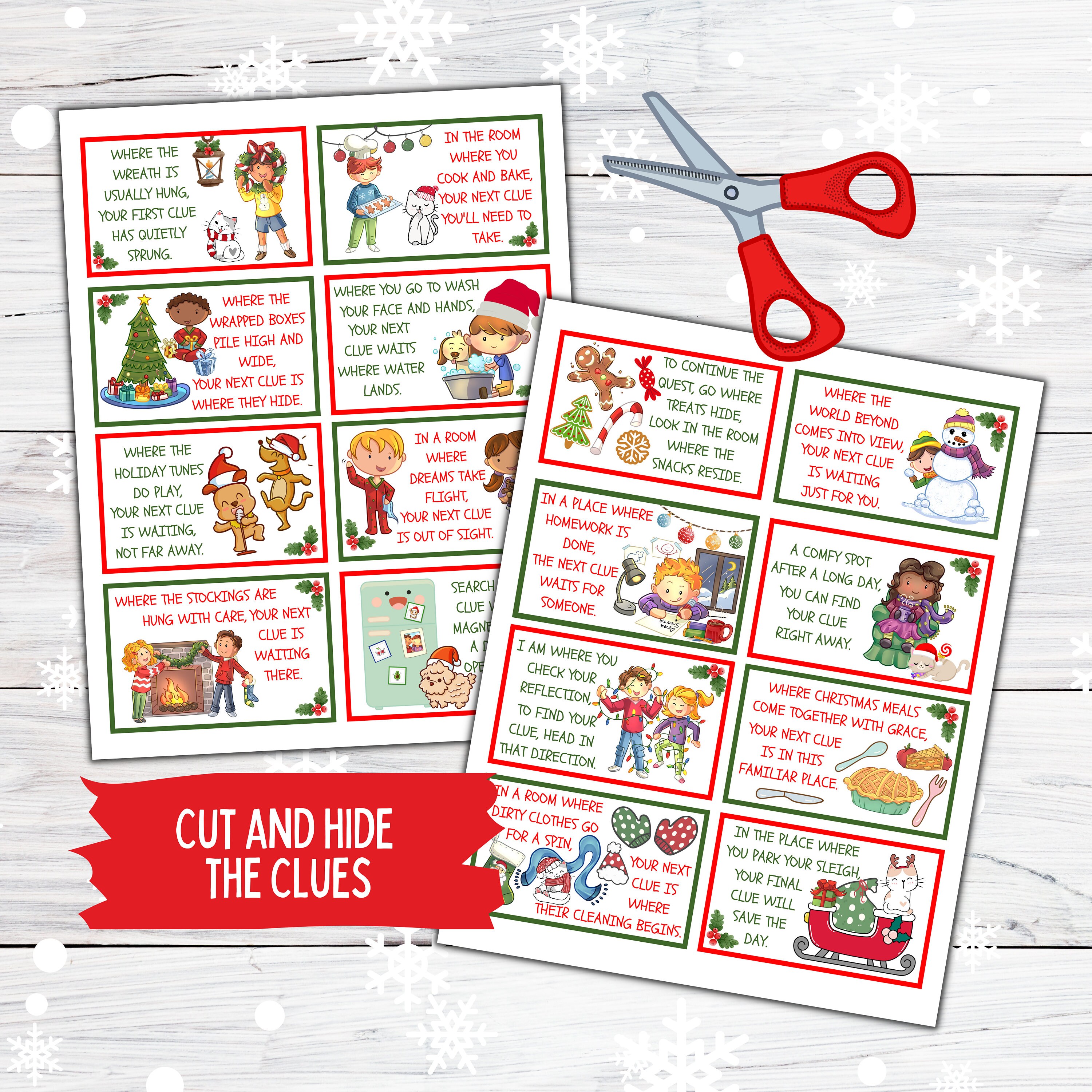 Christmas Scavenger Hunt for Kids, Indoor Treasure Hunt, Christmas ...