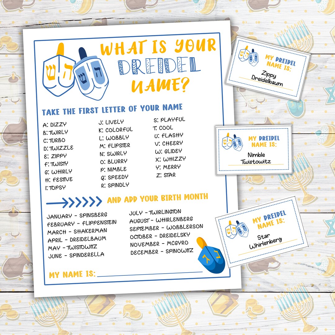 Dreidel Name Game, Hanukkah Printable Dreidel Name Game, Hanukkah Party ...