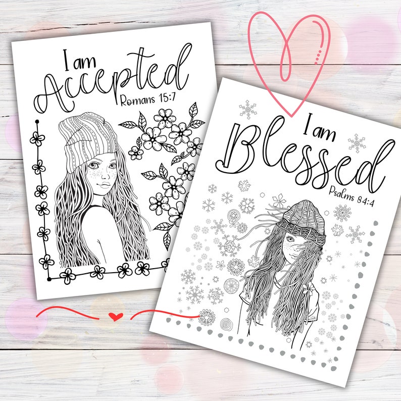 I Am Bible Affirmations Coloring Pages, I Am Loved, I Am Enough ...