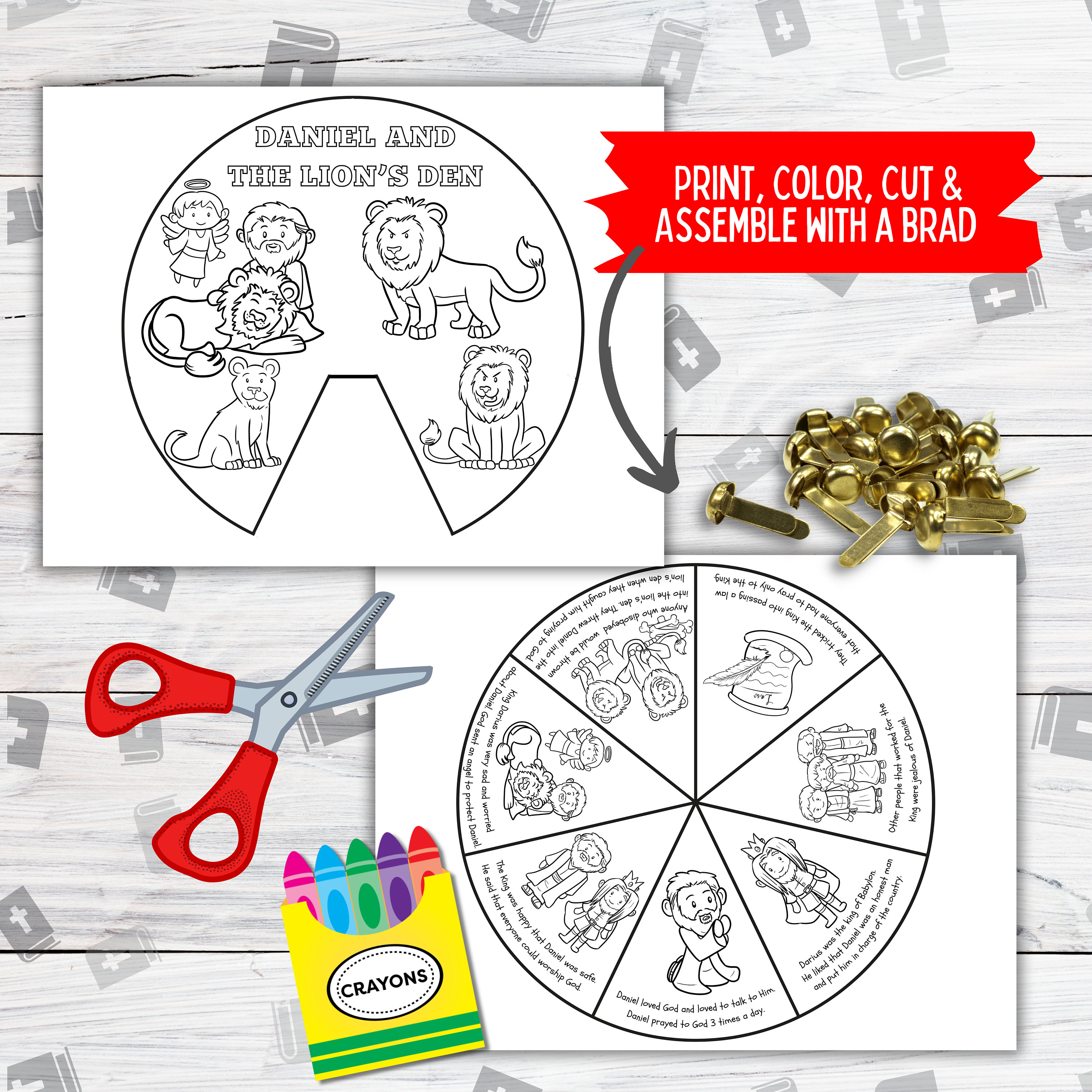 Daniel and the Lion's Den Coloring Spinner Wheel, Childrens Bible ...