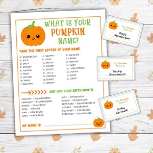 What is Your Pumpkin Name Game, Thanksgiving Fall Printable Games ...