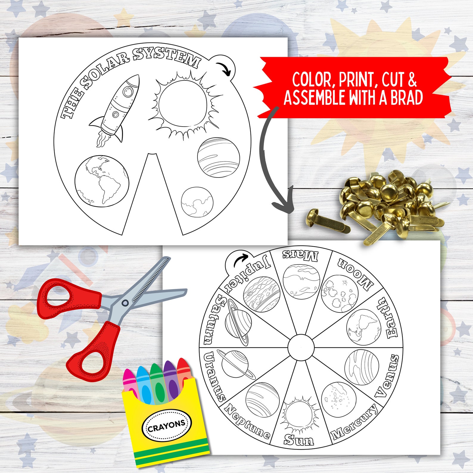 Solar System Coloring Wheel, Solar System Printable Activities for Kids ...