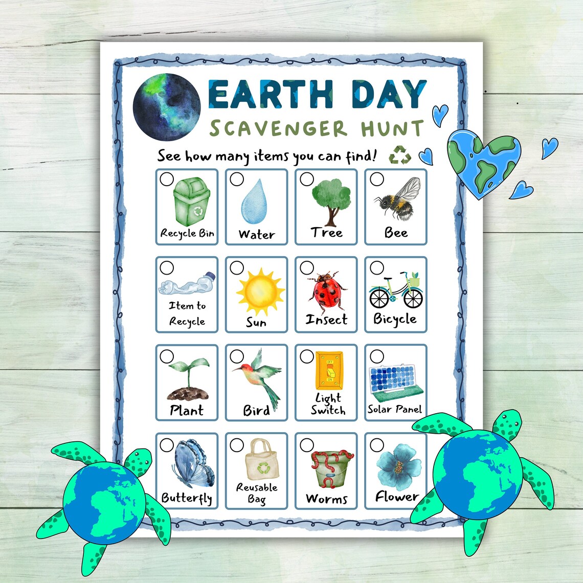 Earth Day Indoor Outdoor Scavenger Hunt for Kids, Environmental ...
