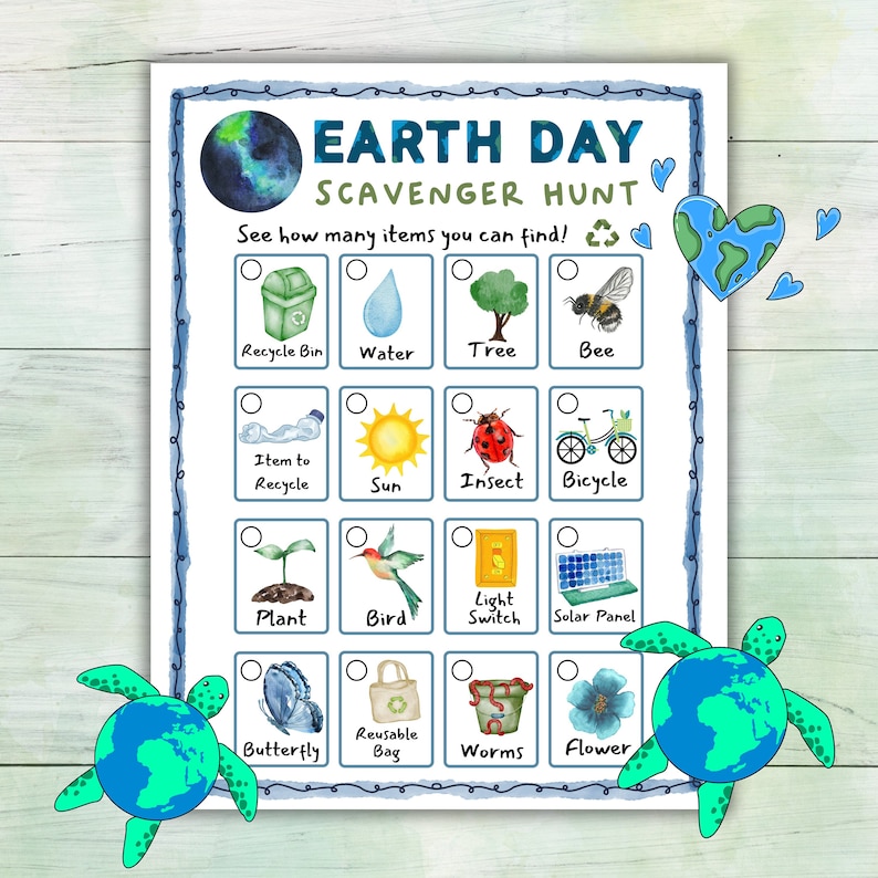 Earth Day Printable Scavenger Hunt, Earth Day Indoor Outdoor Scavenger ...