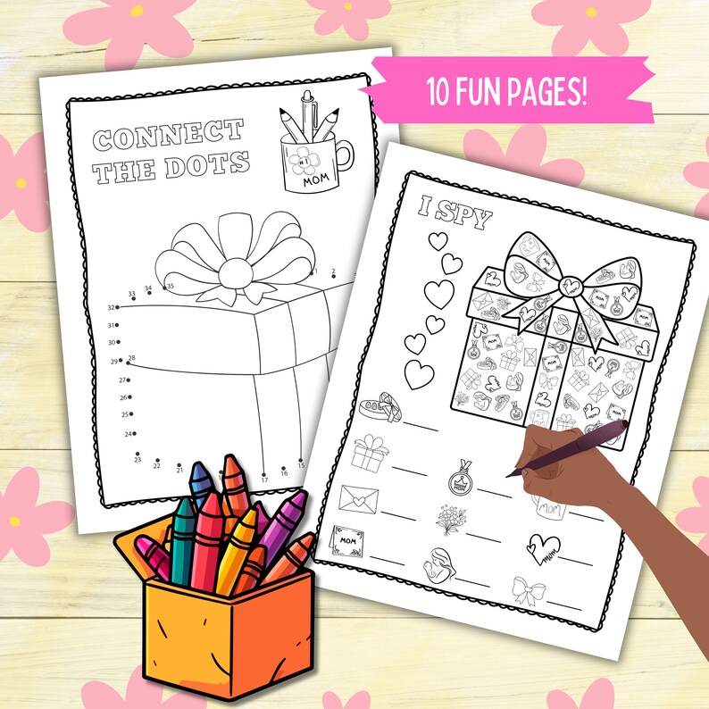 Mother's Day Kids Coloring Pages and Activity Book, Mother's Day ...